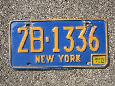 1967 New York Blue Gold License Plate NY Chevrolet Ford Chevy 2B 1336 ...