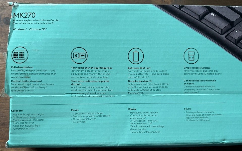 Logitech MK270 Wireless Keyboard and Mouse Combo for PC/MAC, Open Box ...