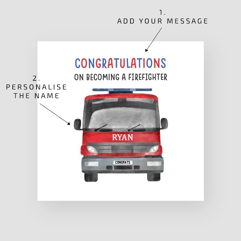 Personalised Congratulations On Becoming A Firefighter Card Good Luck ...