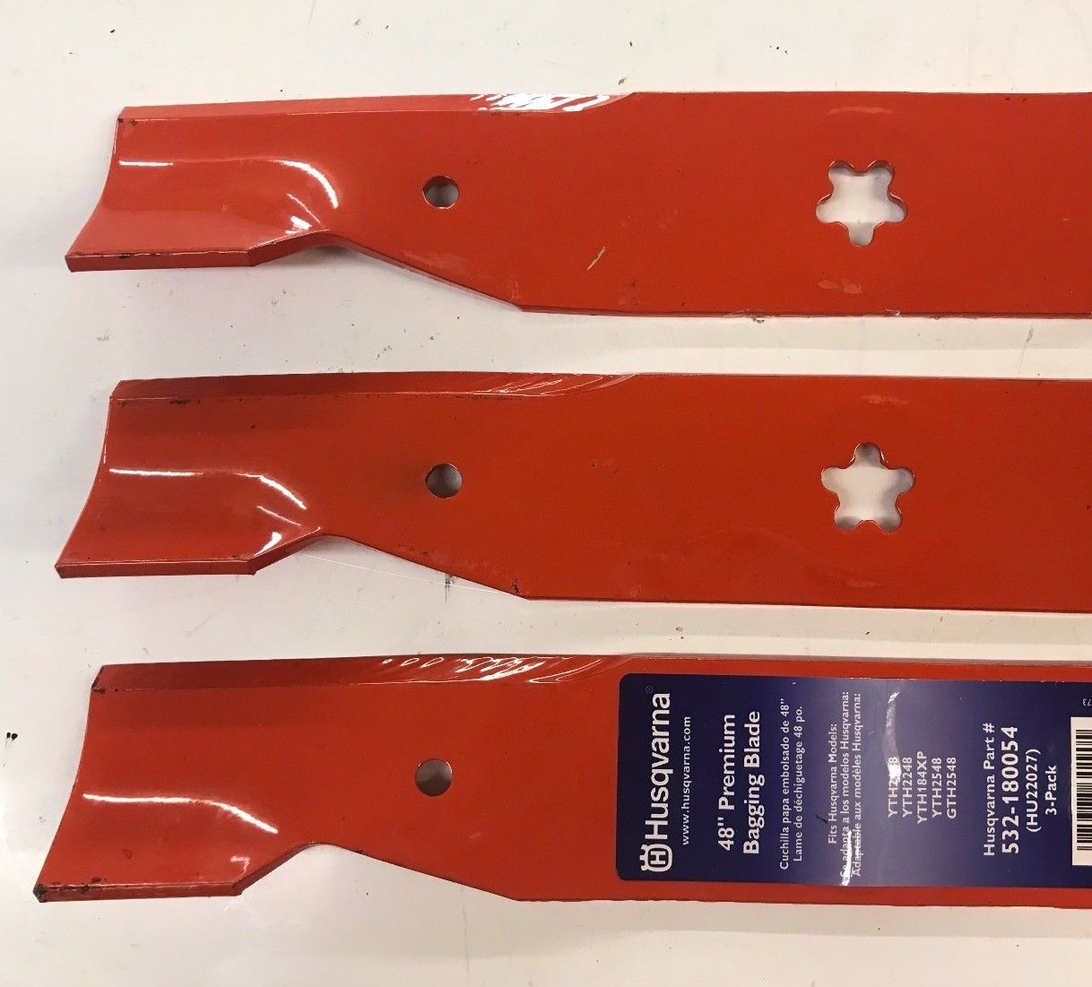 Qty-3 16-3/4" Husqvarna 532-180054 Bagging Mower Blade for 48" Deck ...