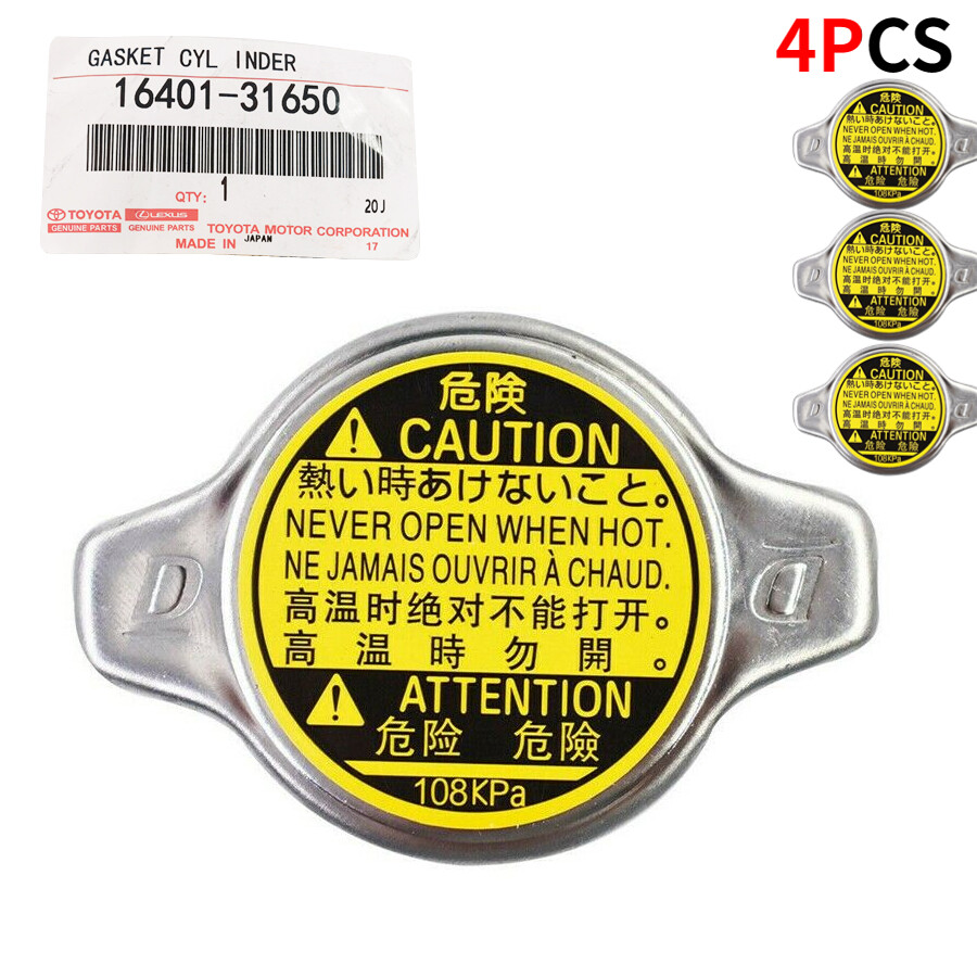 4PACK 16401-20353 108KPa Radiator Cap Replacement Toyota 2001-2017 ...