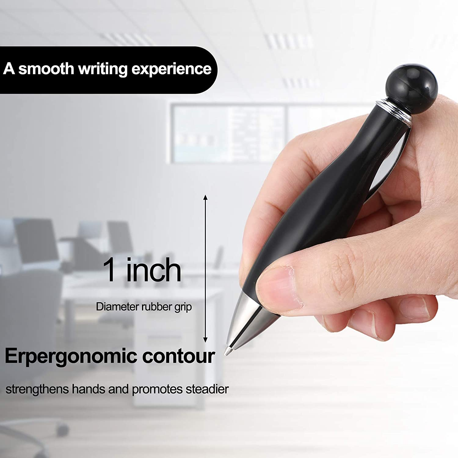 6 Pieces Short Fat Ballpoint Pen Big Fat Pens Elegant Barrel Black Mini ...
