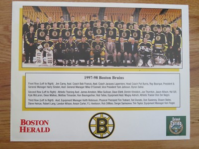1997 BOSTON BRUINS Team Photo RAY BOURQUE JOE THORNTON SERGEI SAMSONOV ...