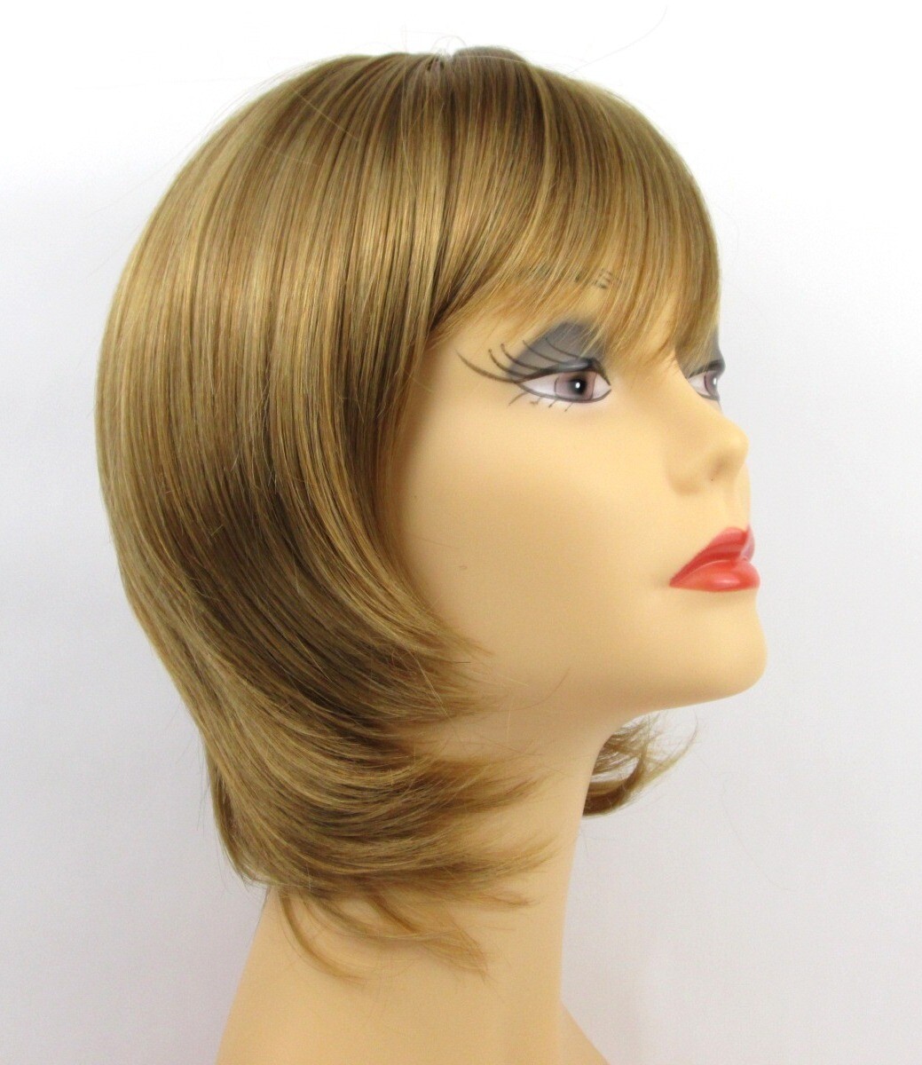 WOMEN COLLAR-LENGTH STRAIGHT HAIR WIG BLUNT W/ WISPY LAYERS BEVELED ...