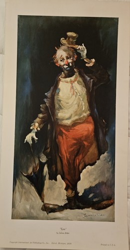 Julian Ritter Signed Print Of Oil Painting Male Clown, Leo, 28" × 15 ...