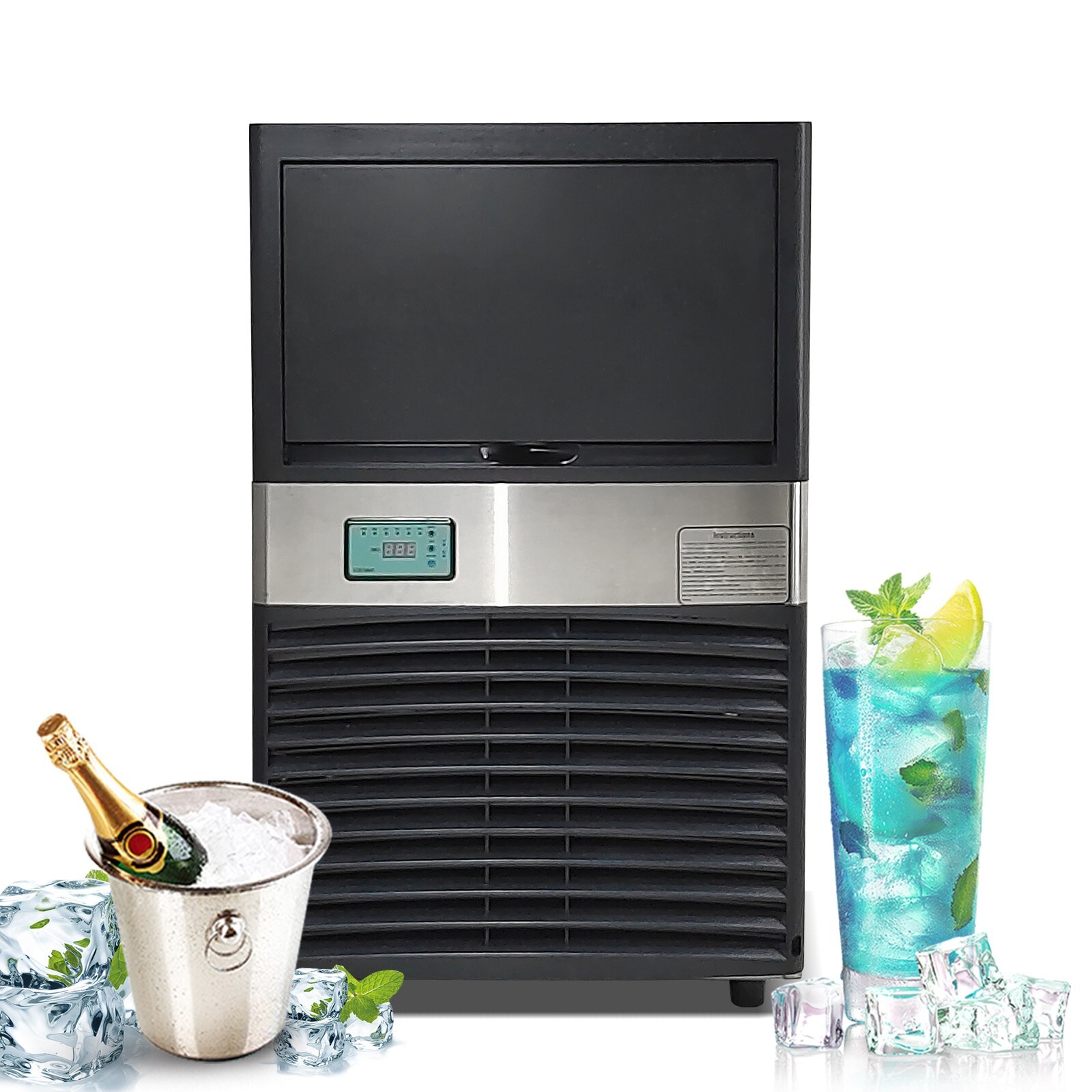 Commercial Ice Cube Maker Cube Ice Machine Automatic Ice Machine-66 LBS ...