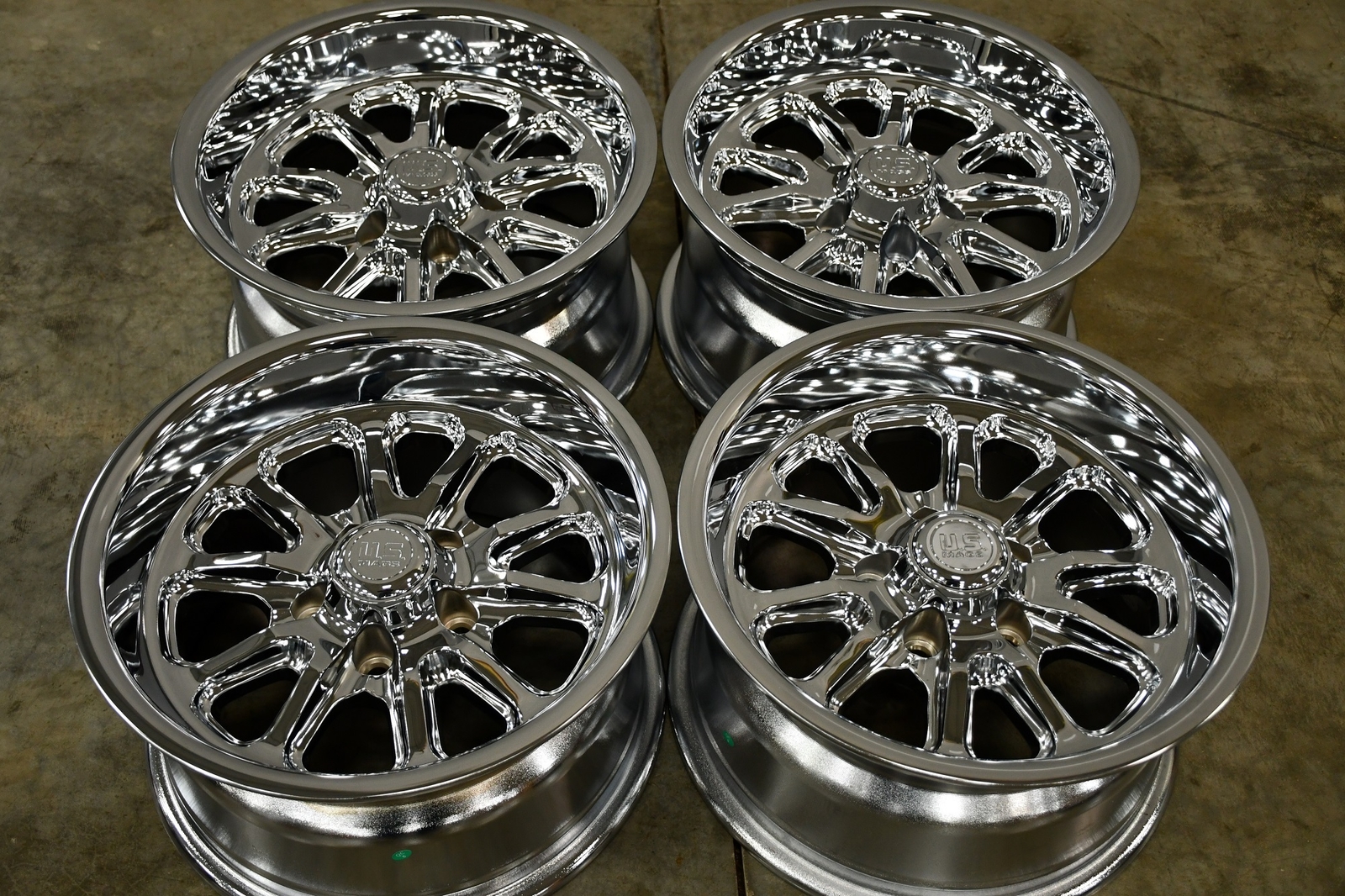 Set 4 US Mag U110 Rambler 17x8 5x4.5 Chrome Plated Wheels 17" 1mm Rims ...