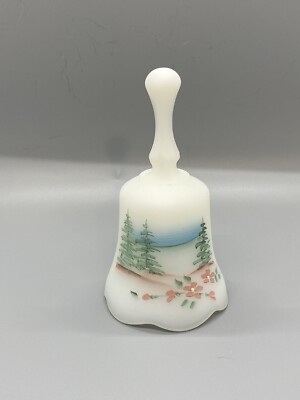 Fenton Bell Hand Painted Winter Wonderland Frosted White Small Bell | eBay