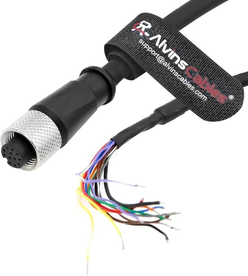 M12 A-Code 12Pin Female to Open End Power I/O Cable for Cognex ...