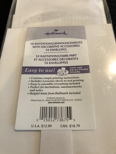 Hallmark Printable Invitations/ Announcement Cards & Envelopes (10 ...