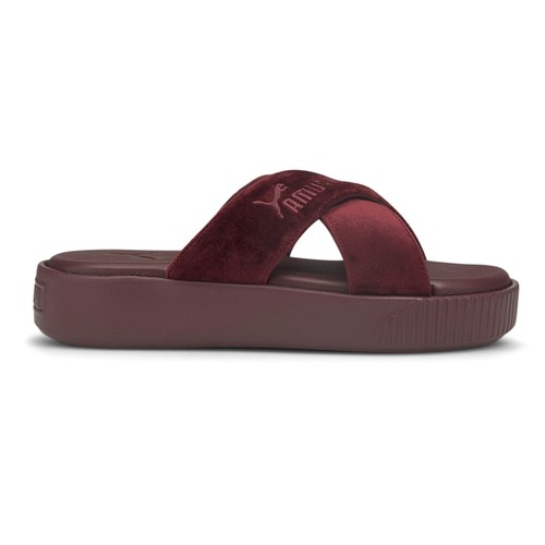 Puma Platform Velvet Slides Womens Burgundy Casual Sandals 380675-01 | eBay