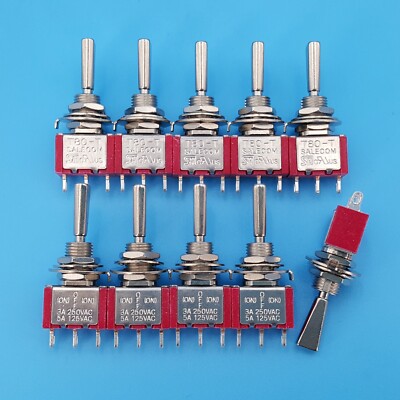 10Pcs SH T8014A-U Flatted Lever 3-Pin Momentary MOM-OFF-MOM Mini Toggle ...