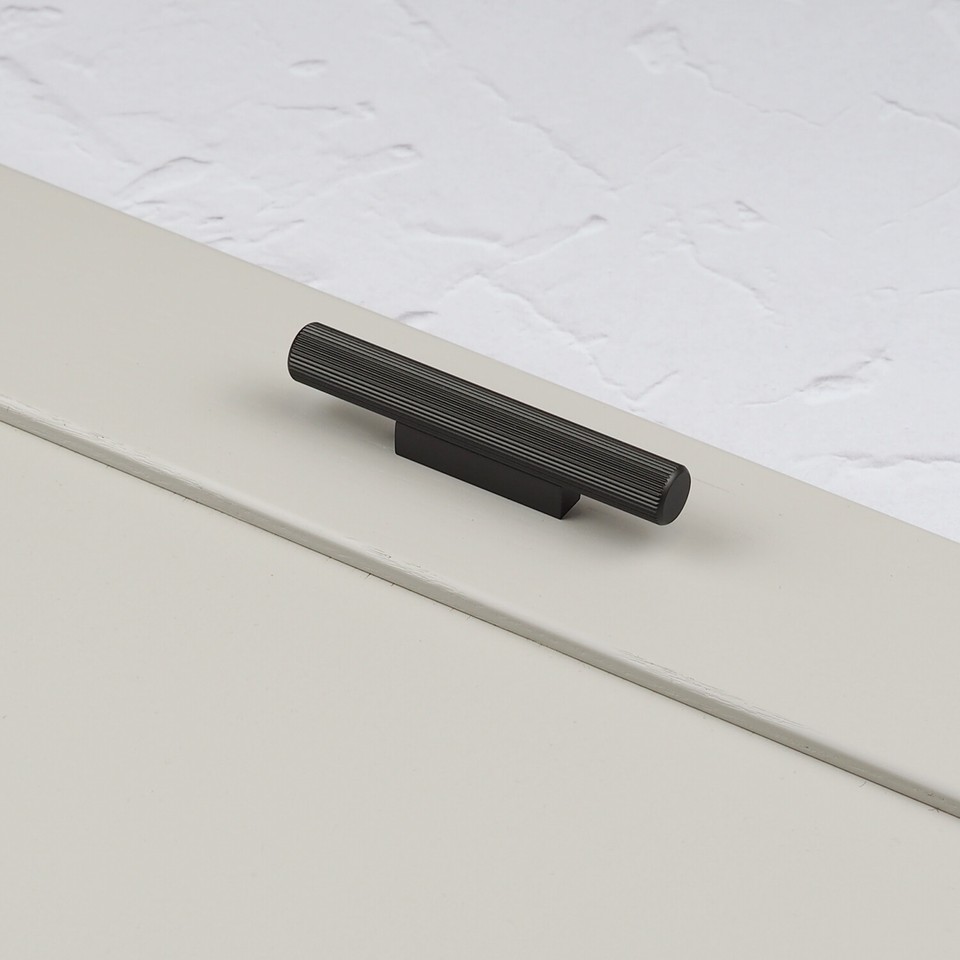 Dark Grey Kitchen Handles Reeded Knurled Grooved Cupboard Drawer Door ...