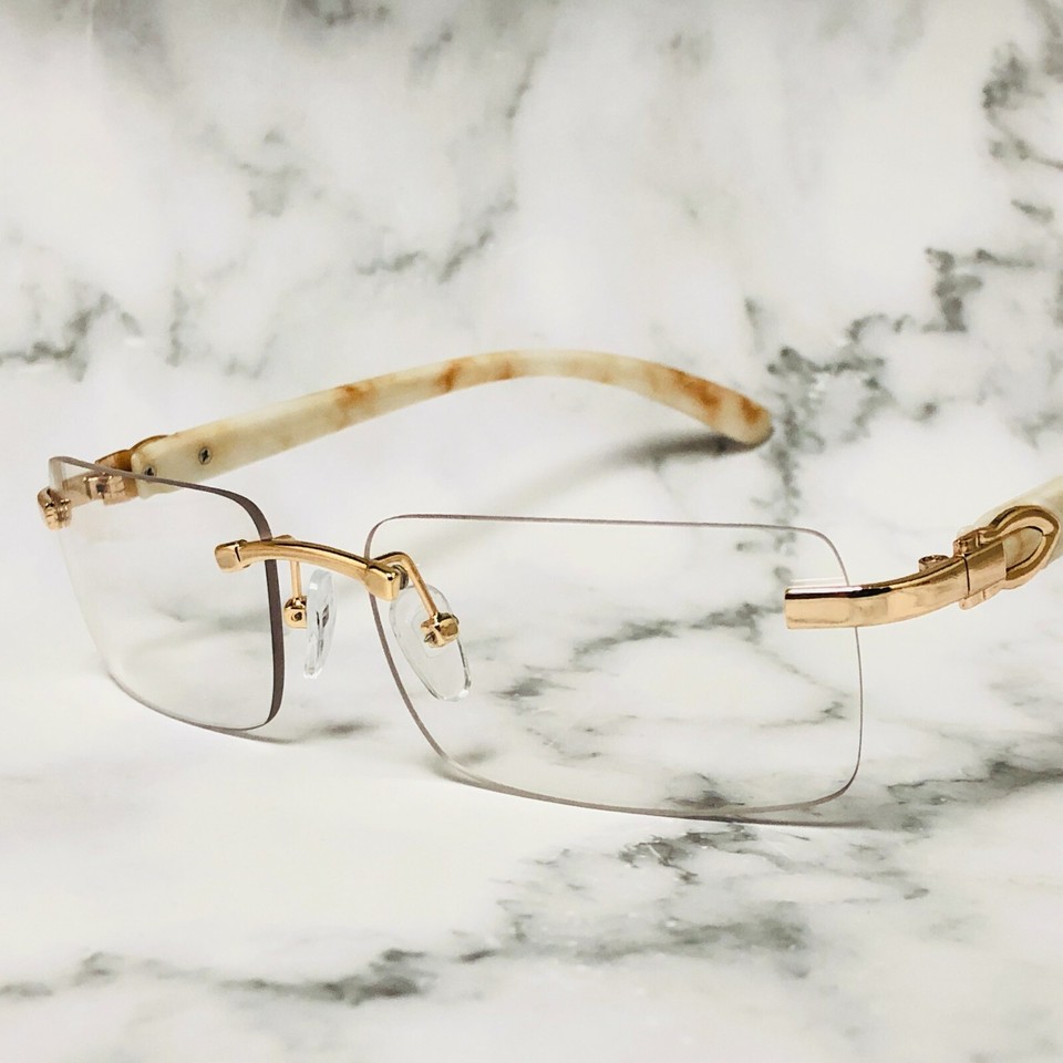 Mens CLASSY Style Wood Buffs Vintage Square Style Clear Marble Lens Eye ...