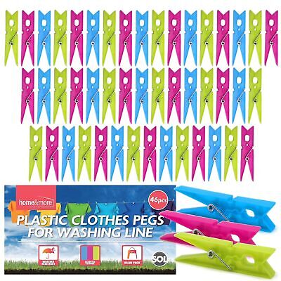 46 Strong Plastic Clothes Pegs for Washing Line Laundry Storm Clips ...