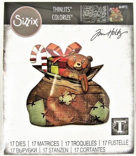 Sizzix Thinlits Tim Holtz Toyland, Colorize Cutting Dies Santa's Bag ...