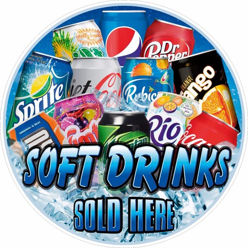 Soft Drinks Sticker, Sold Here Sign Printed, Food Cafe Restaurant POS ...