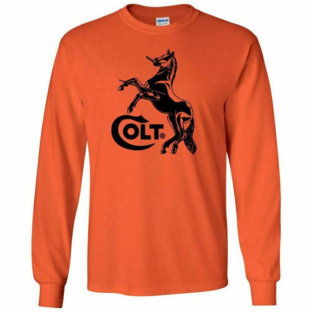 Colt Horse Black Logo Long Sleeve Shirt 2nd Amendment Pro Gun Tee Rifle ...