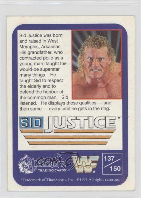 1991 Merlin WWF German Sid Justice #137 Rookie RC | eBay