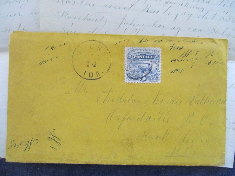 1860s Decorah Iowa Cancel Cover & Letter Scott 114 3c Locomotive | eBay