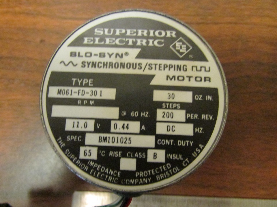 Superior Electric Slo-Syn Stepper Motor MD61-FD-30-1 | eBay