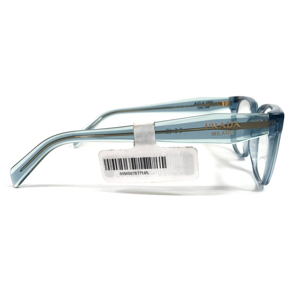 Prada Eyeglasses Frames VPR17Z 16J-1O1 Crystal Blue Square Prada Eyeglasses Frames VPR17Z 16J-1O1 Crystal Blue Square
