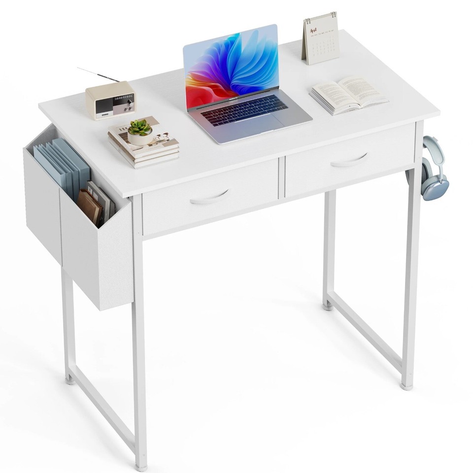Small Computer Desk for Home Office, 32" Working PC Table with 2 Fabric ...