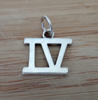 Sterling Silver 15x15mm Number 4 Roman Numeral IV Charm | eBay