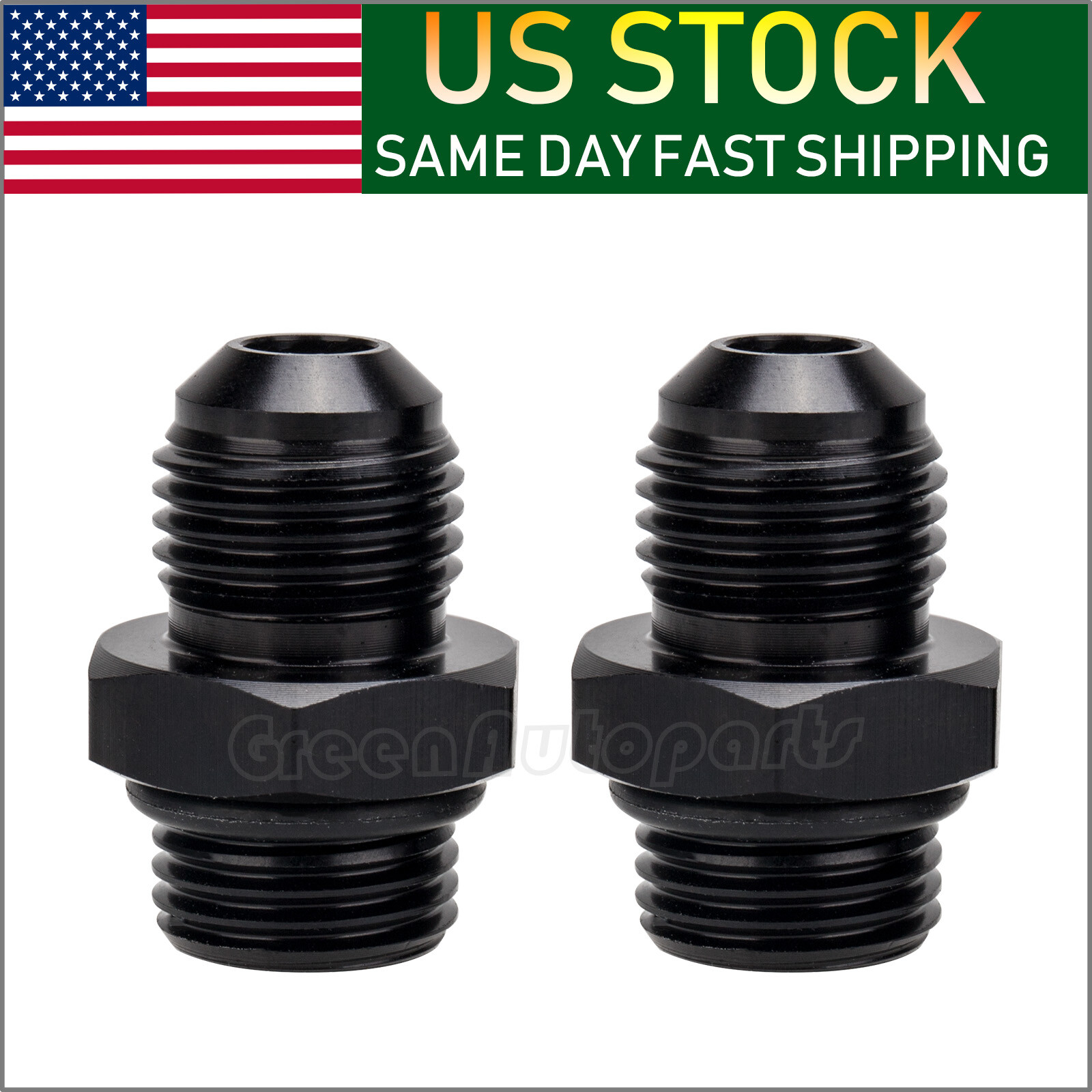 2PC -6 AN Hose Fitting ORB 6AN to 6AN Male O Ring Boss Fitting Fuel ...