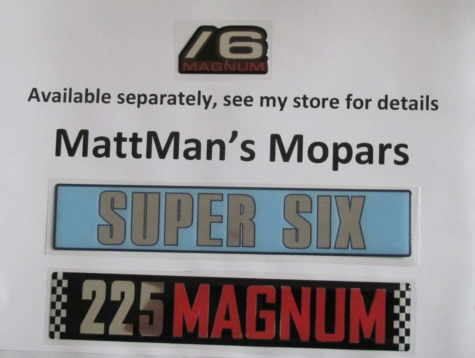Slant Six - /6 MAGNUM, Emblem, Decal | eBay