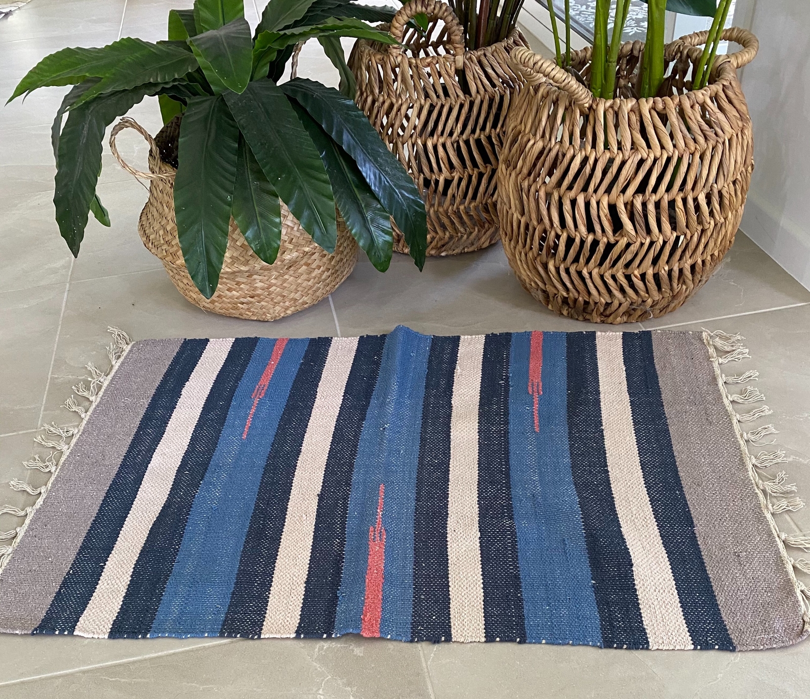 100% Cotton Floor Mat ~ India ~ Rug ~ Boho ~ Coastal ~ Home Decor ...