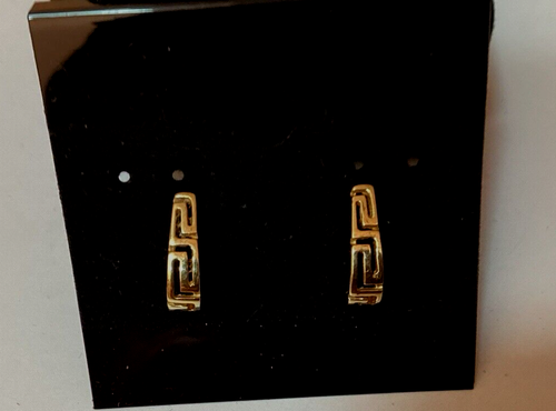 14k Yellow Gold Fancy Stud Greek Key Earrings - Stunning - MUST SEE | eBay