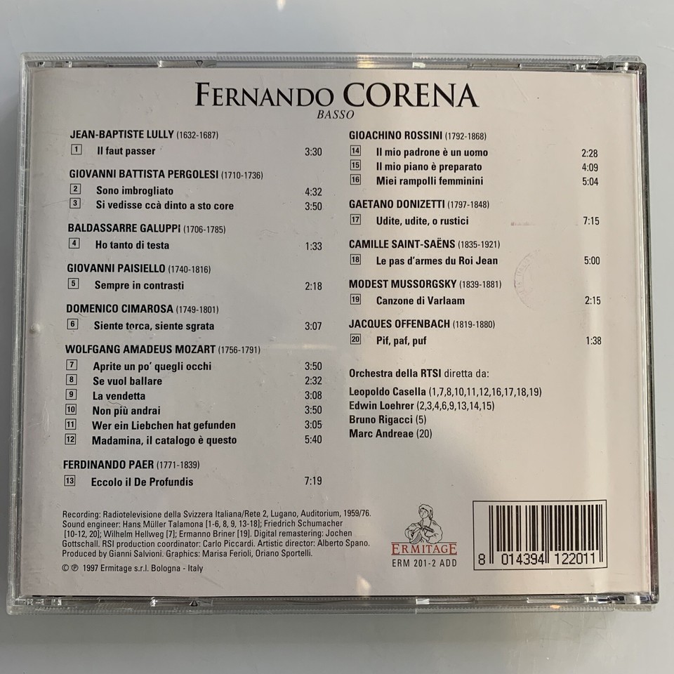 Fernando Corena Basso RTSI Orchestra Lully Pergolesi Galuppi CD | eBay
