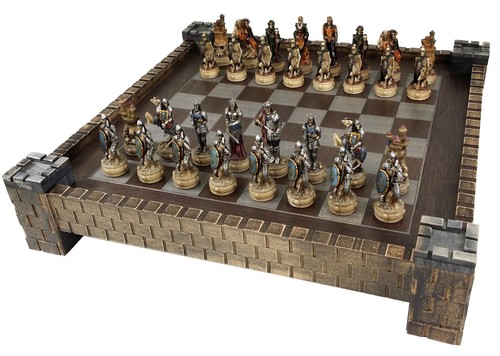 Skeleton Slayer Fantasy Skull Chess Set W/ 17" Castle Fortress Board ...