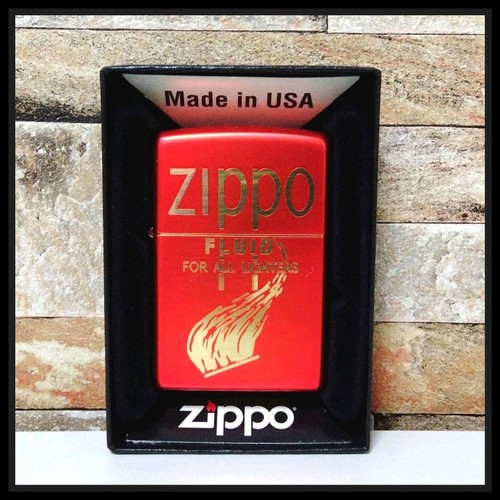 Zippo Retro Flame Matte Red Gold Made In The Usa | eBay