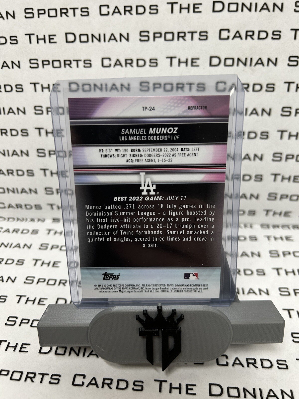 2022 Bowman's Best - Top Prospects Samuel Munoz #TP-24 Refractor (RC ...