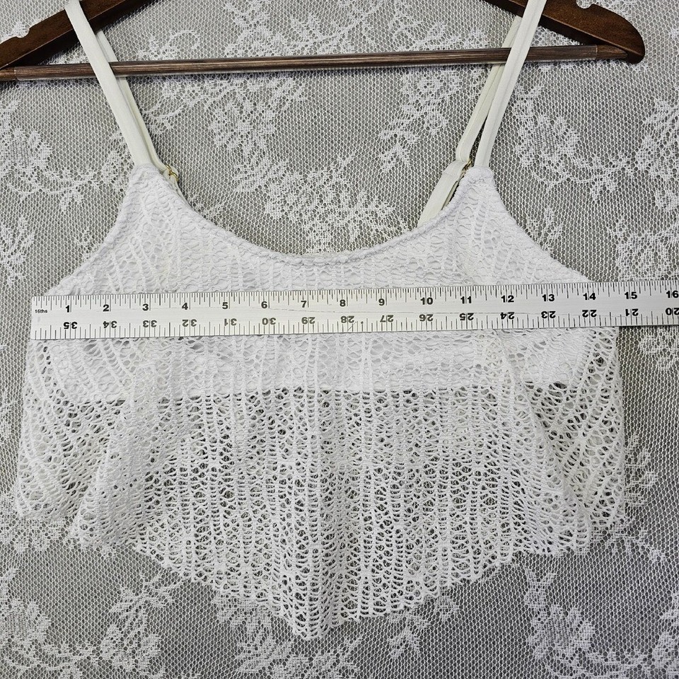 Mossimo Lace Cami Swim Top Women's Small Crochet White Beach Pool ...