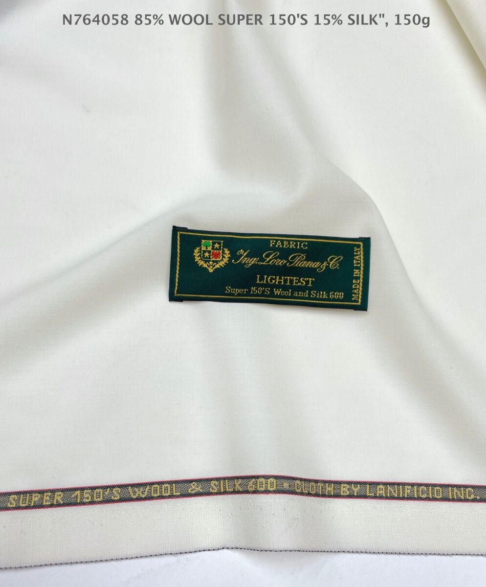 LORO PIANA Suiting Fabric White Ivory Super 150s Wool and LORO PIANA Suiting Fabric White Ivory Super 150s Wool and