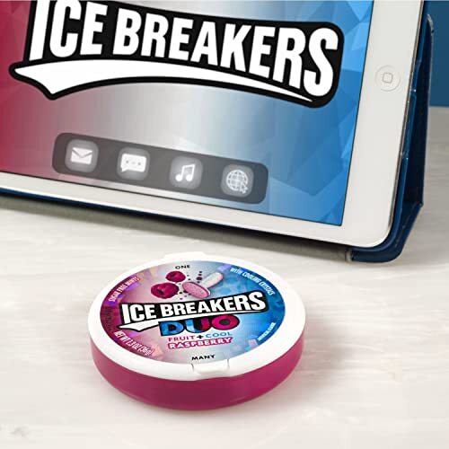 ICE BREAKERS DUO Raspberry Flavored Sugar Free Breath Mints 1.3 oz Tins ...