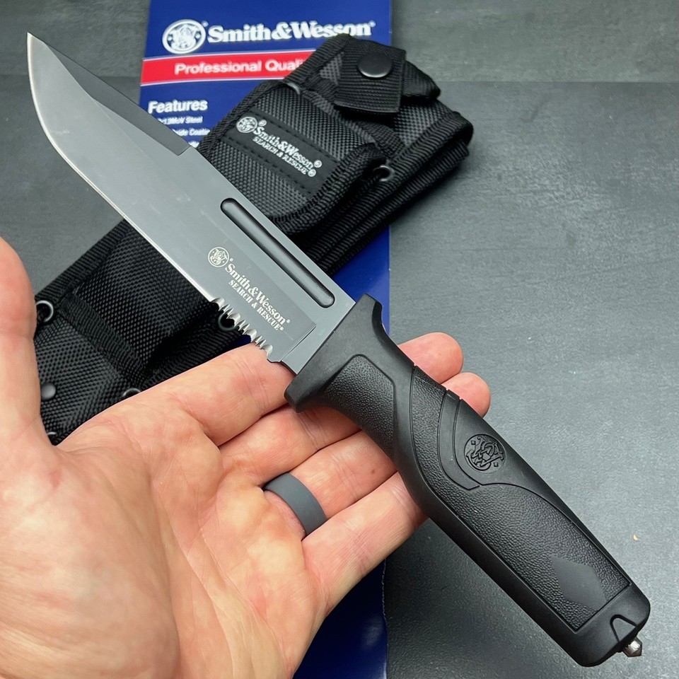Smith & Wesson Large Search Rescue Tactical Black Fixed Blade Sheath ...