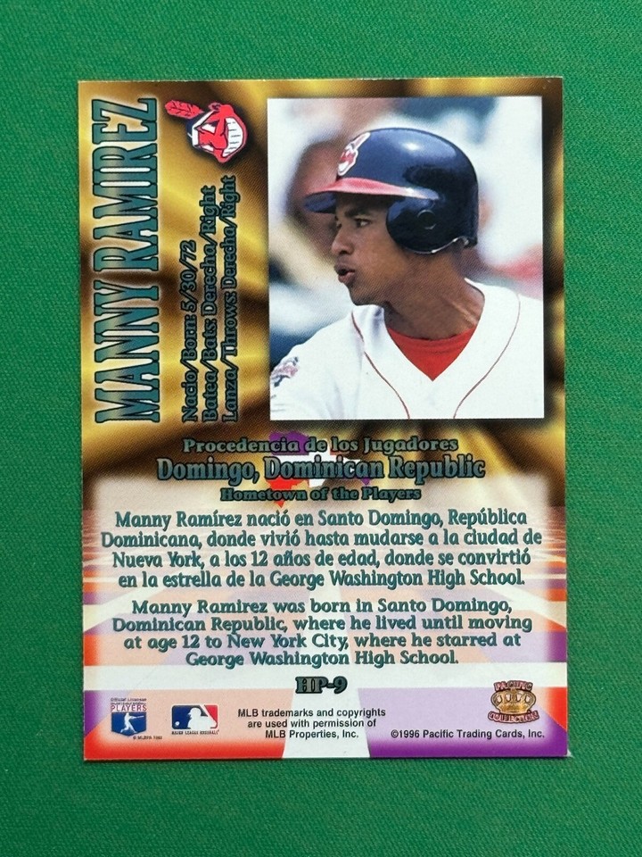 1996 Pacific Crown Collection #HP-9 Manny Ramirez Hometown of the ...