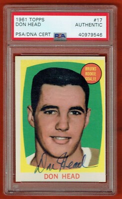1961-62 Topps 17 Don Head Signed Rookie Card PSA Auto Boston Bruins RC ...