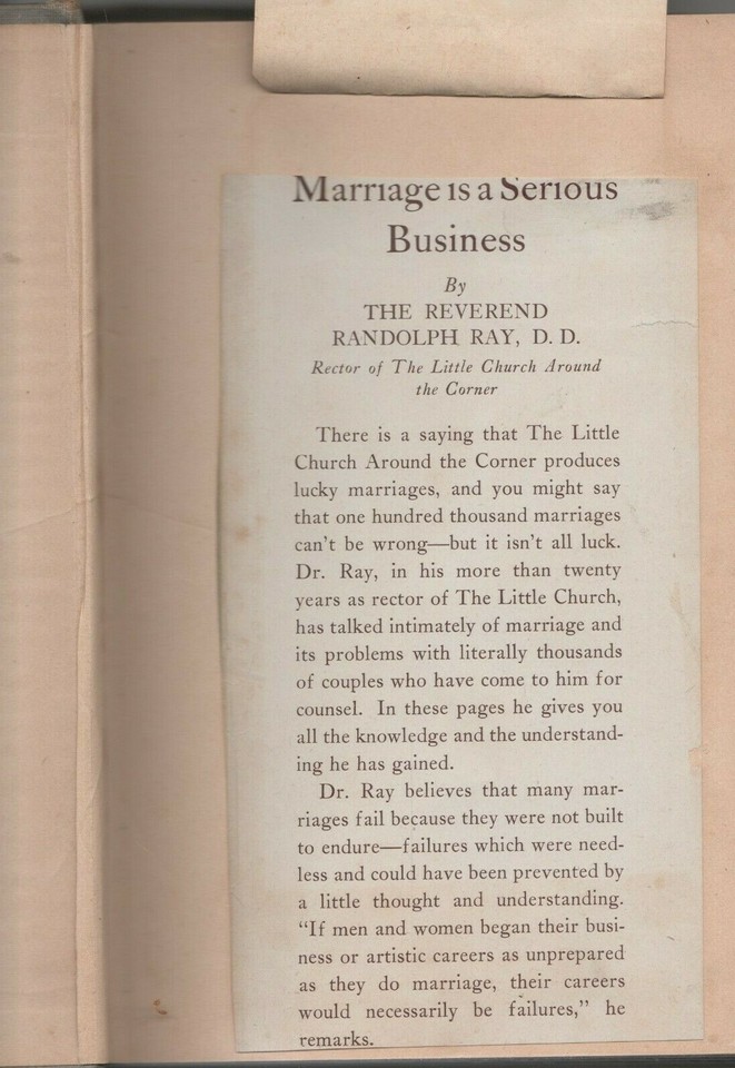 BOOK (1944) MARRIAGE IS A SERIOUS BUSINESS Ray Little Church OF2 | eBay