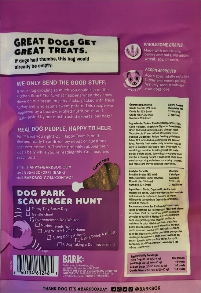 BarkBox Gobble Jerky Sticks Turkey Recipe Dog Treats Made in the USA | eBay