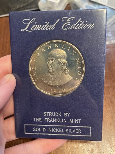 Limited Edition Franklin Mint Benjamin Franklin Nickel-Silver Medallion ...