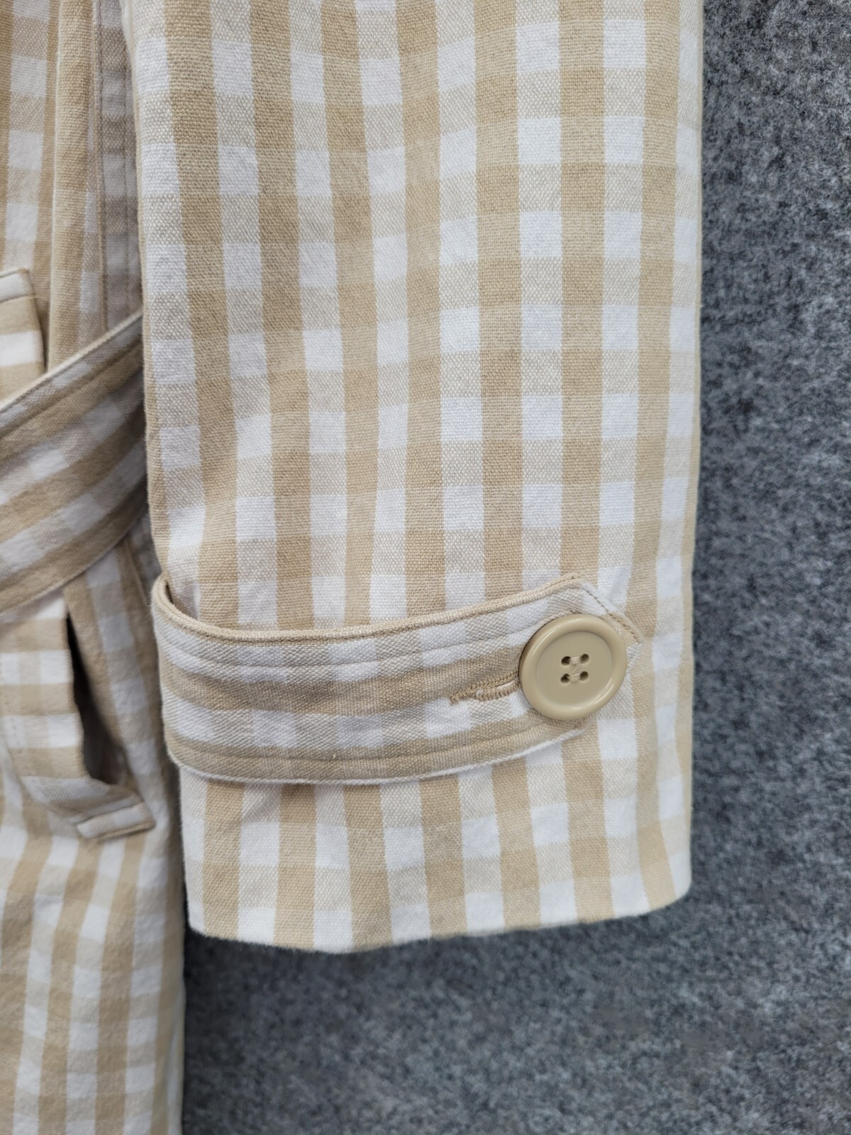 Joan Rivers Trench Coat Womens Medium Double Breasted Lined Pockets Beige Check | eBay