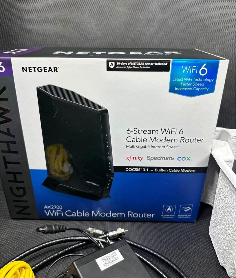 Netgear Nighthawk AX6 (CAX30) WiFi 6 Cable Modem Router - DOCSIS 3.1 ...
