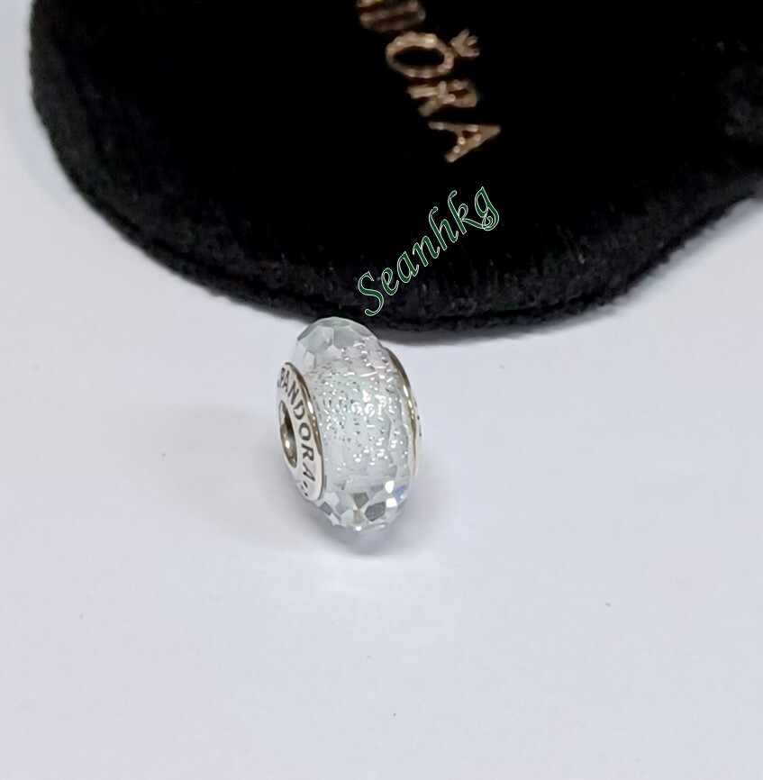 Pandora FROSTY MINT Shimmer Faceted Murano Glass Charm Silver925ALE NEW ...