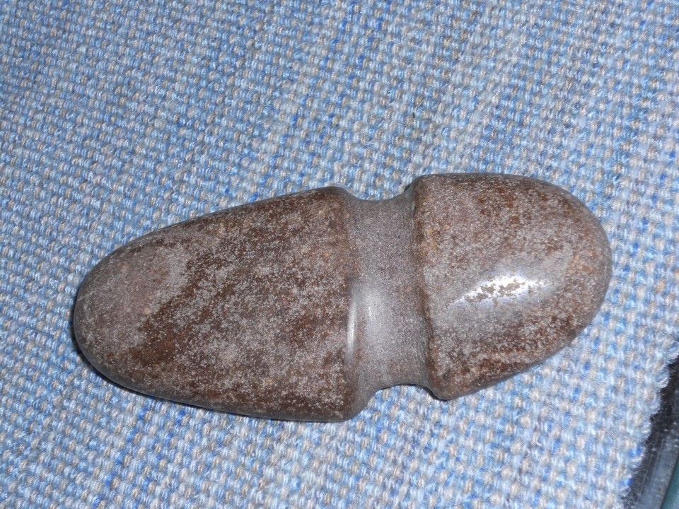 IMPRESSIVE NATIVE AMERICAN INDIAN FANCY COLORFUL GROOVED SMOOTH STONE ...