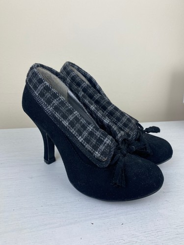 Ruby Shoo Shoes UK 4 EU 37 Black Booties Faux Suede Check | eBay UK